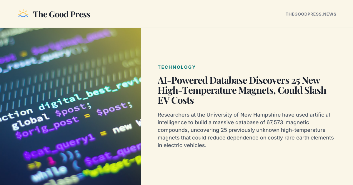 AI-Powered Database Discovers 25 New High-Temperature Magnets, Could ...